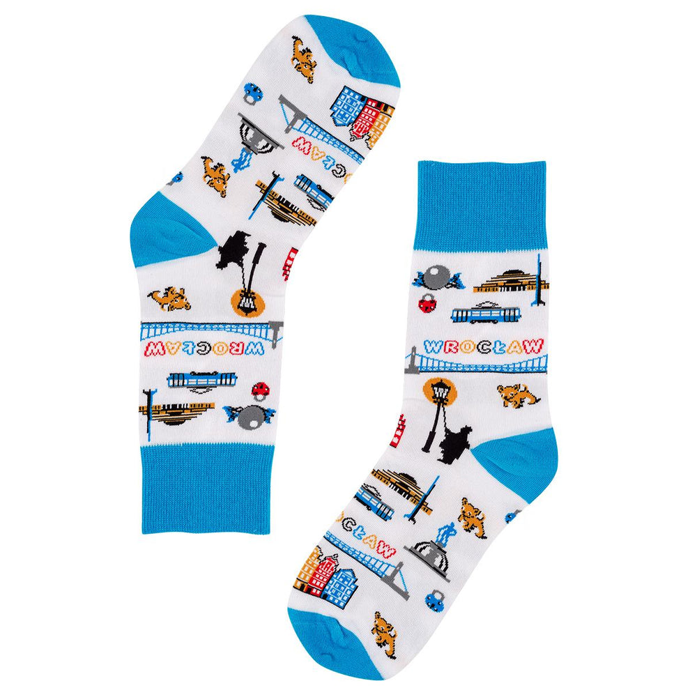 Socks with characteristic of Wrocław - Blue & White – Outback Polaks
